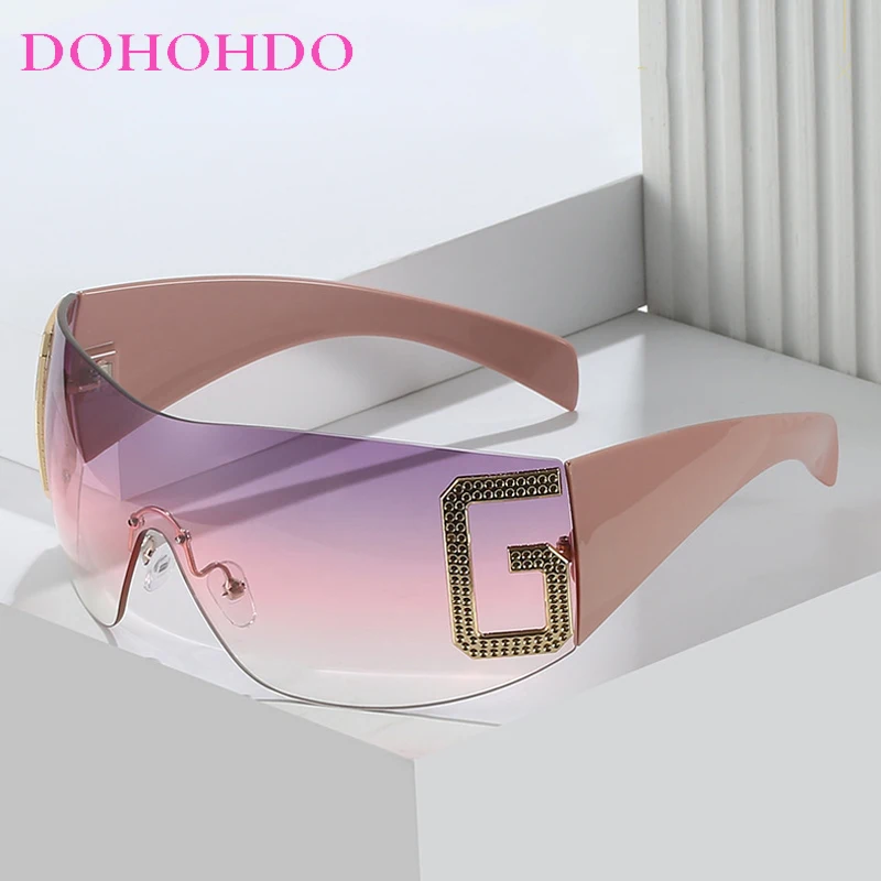 Новинка 2024, женские солнцезащитные очки большого размера без оправы ...