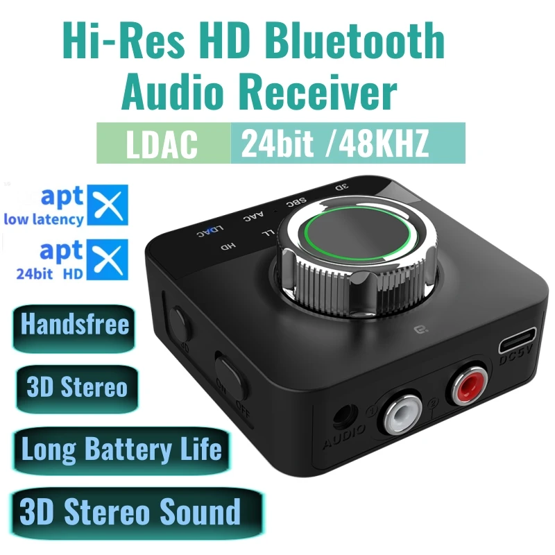 Hi-res LDAC Bluetooth приемник AAC aptX HD RCA 3,5 мм Aux 3D стерео ...
