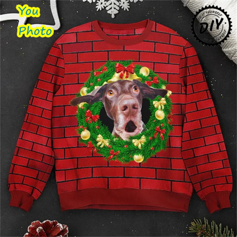 Custom Face Photos Sweater For Men Women DIY Men's Christmas Crewneck ...