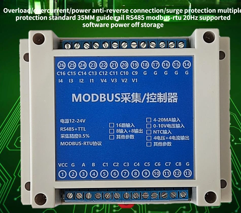 4-20MA/0-10V/NTC to RS485/TTL Analog Input and Output MODBUS PLC ...