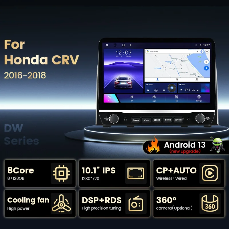 Автомагнитола на Android 13 для Хонда ЦР-В CR - V 2016 - 2018 стерео Мультимедийный плеер GPS 2 ...