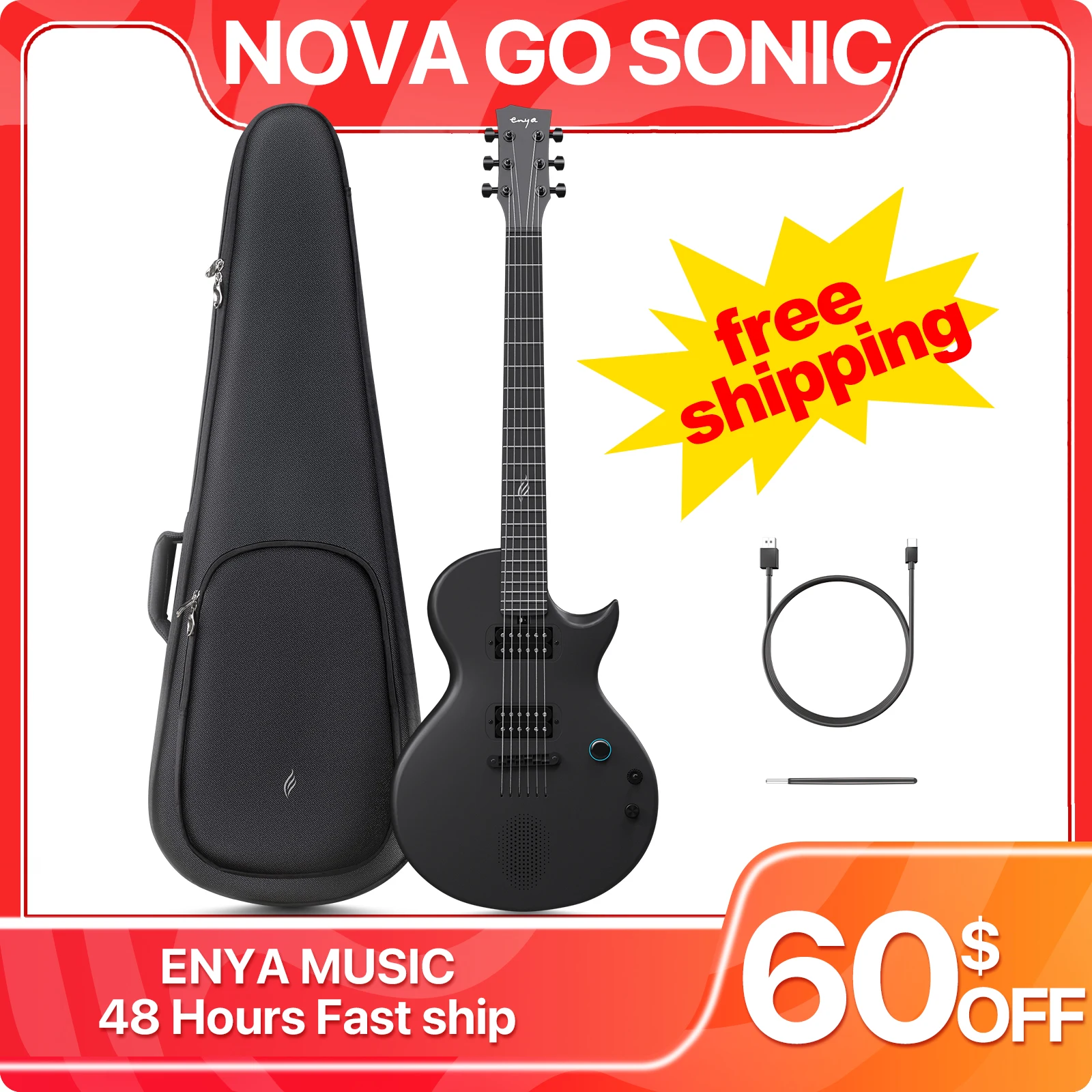 Электрогитара Enya Nova Go Sonic черная | AliExpress
