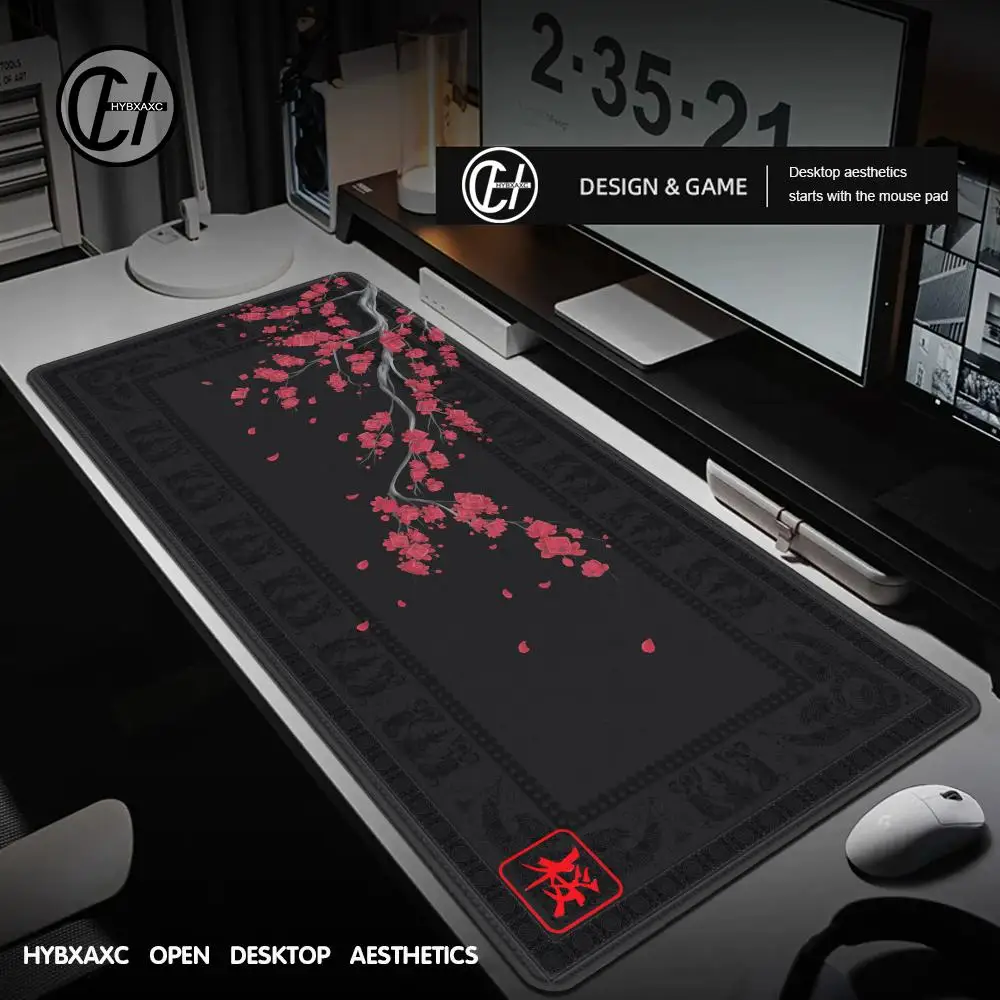 1200x600 Japan Black Sakura Gaming Mouse Pad Purple Laptops Deskmat ...
