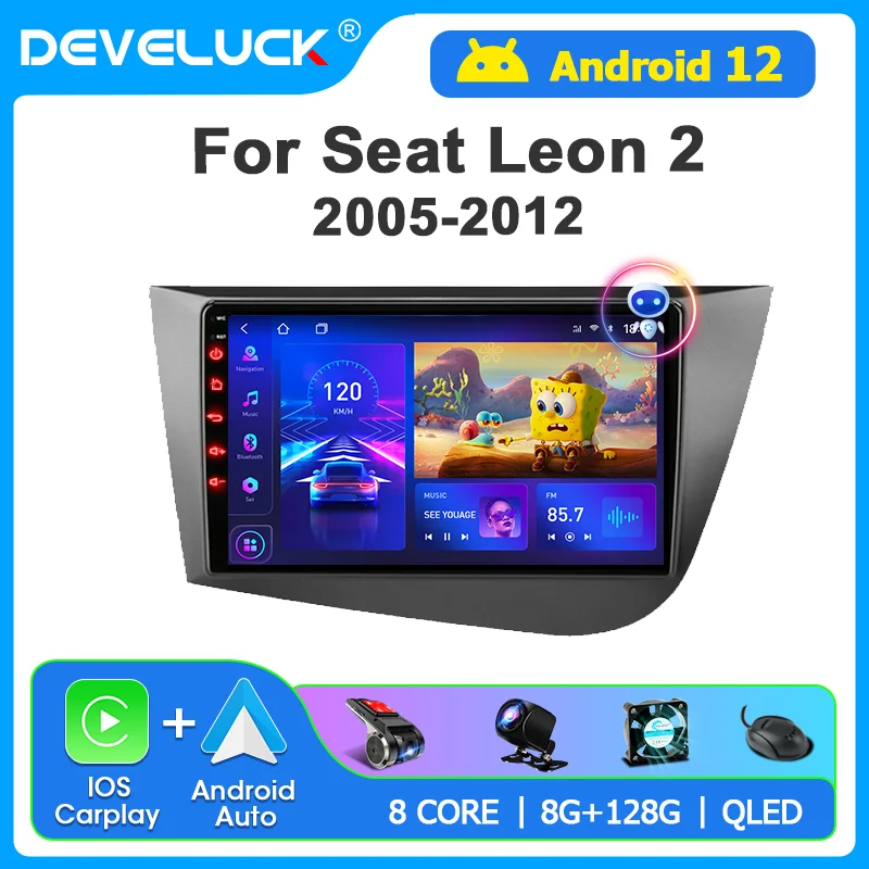 Автомобильный радиоприемник Develuck Android 12,0 Carplay для Seat Leon 2 2007 - 2015 ...