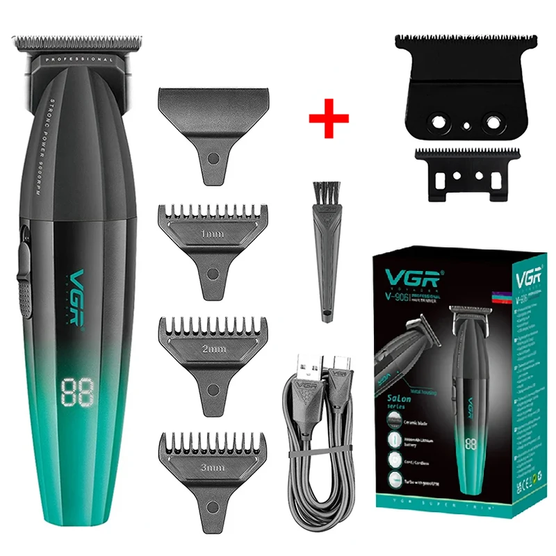 Машинка для стрижки волос VGR 0 мм, металлическая, аккумуляторная | AliExpress