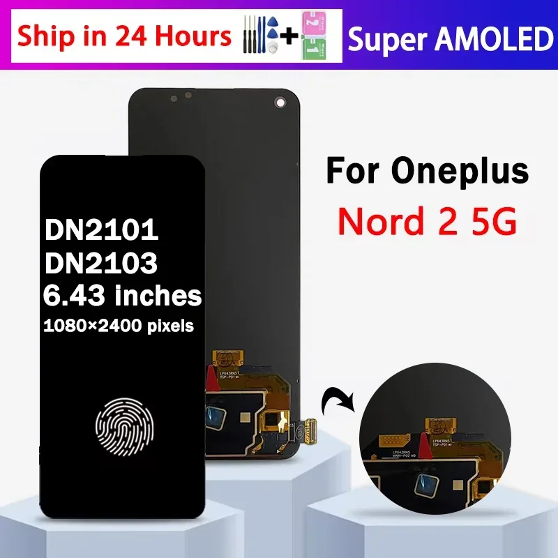 Super AMOLED для OnePlus Nord 2 5G DN2103, ЖК-дисплей, дигитайзер ...