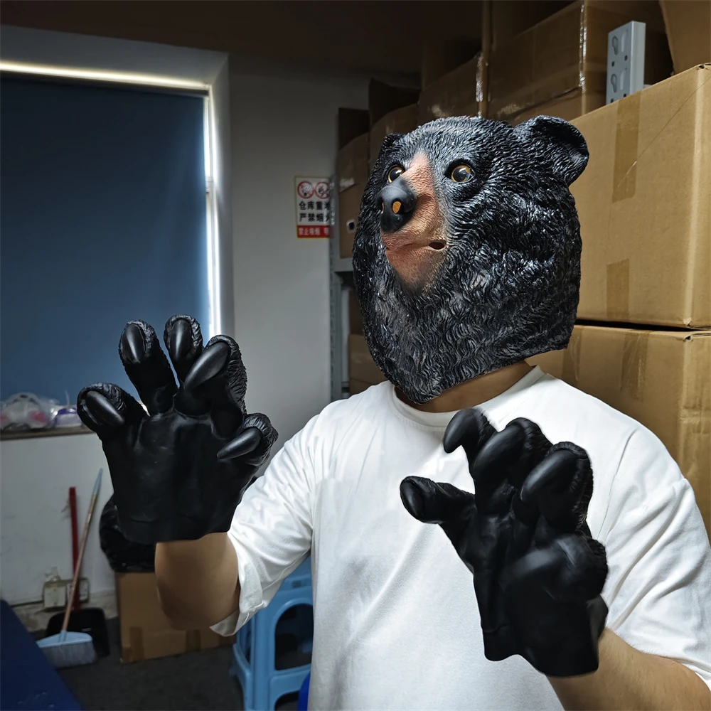 Patygr ужас черный медведь маска унисекс латексный головной убор для ...