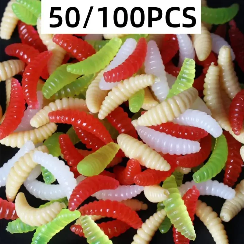 100pcs/lot Silicone Bait Maggot Grub Soft Fishing Lure 2cm 0.3g ...