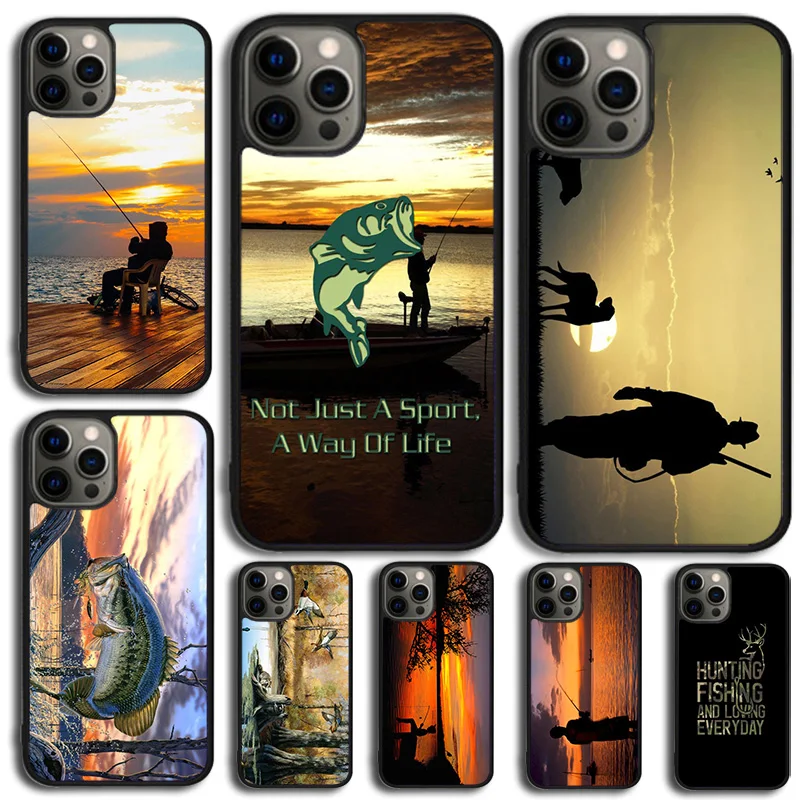 hunting Fishing Sunset Phone Case Cover For iPhone 15 16 14 XR XS 11 12 ...