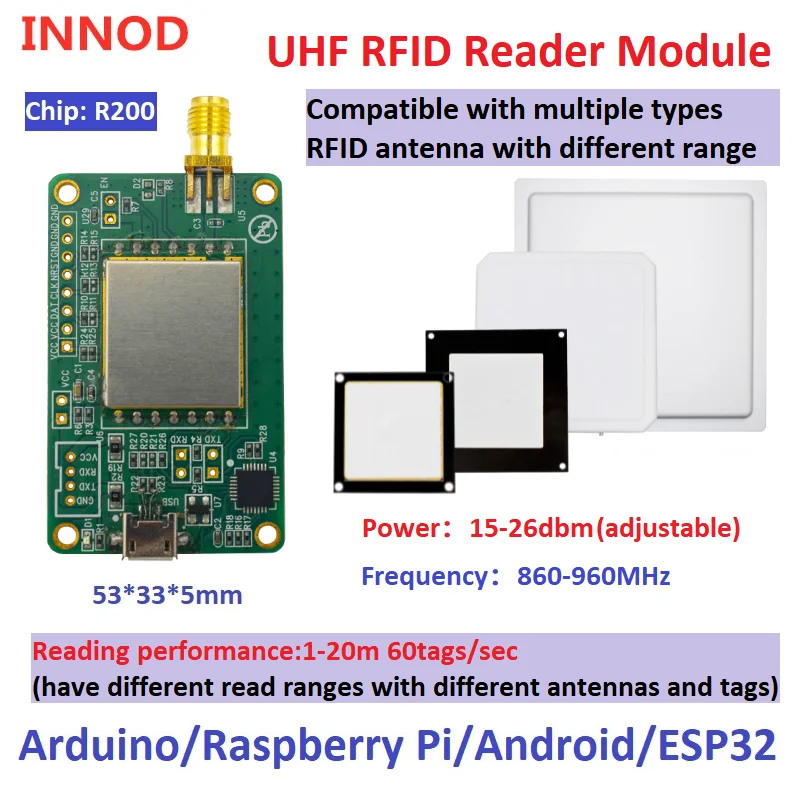 Чип R200 Микросчитыватель Модуль RFID UHF дальнего действия Писатель Raspberry Pi TTL UART ...