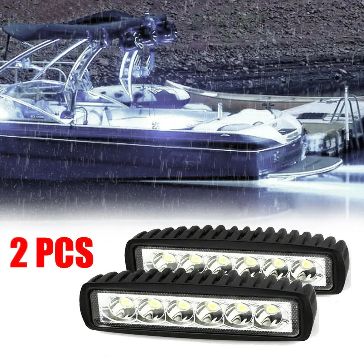 2x White Marine LED light 18w LED Boat Lights T-Top Lights (FLOOD