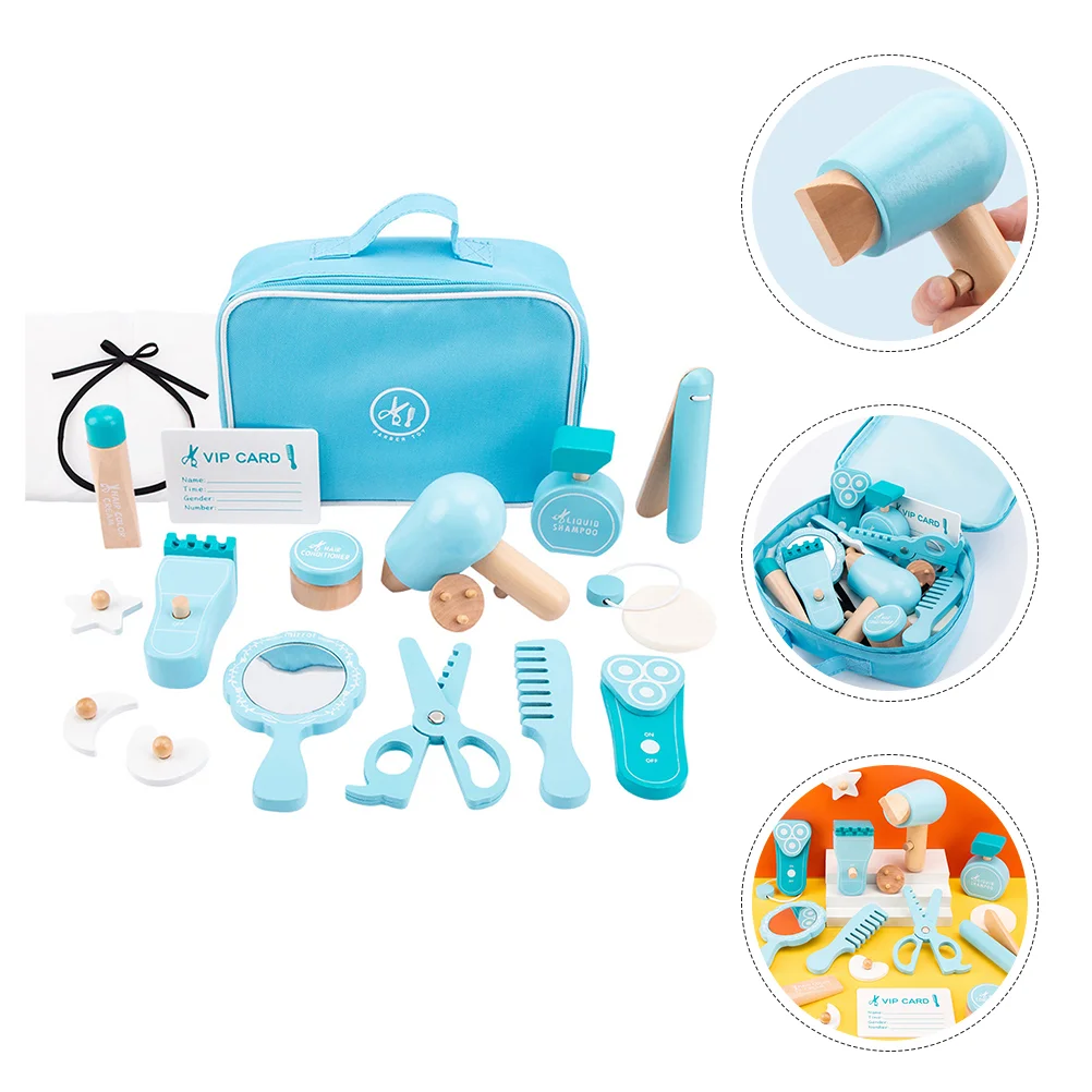 Shave Kids Toy Hair Cutting Toys Salon Playset Pretend Haircut Wooden ...