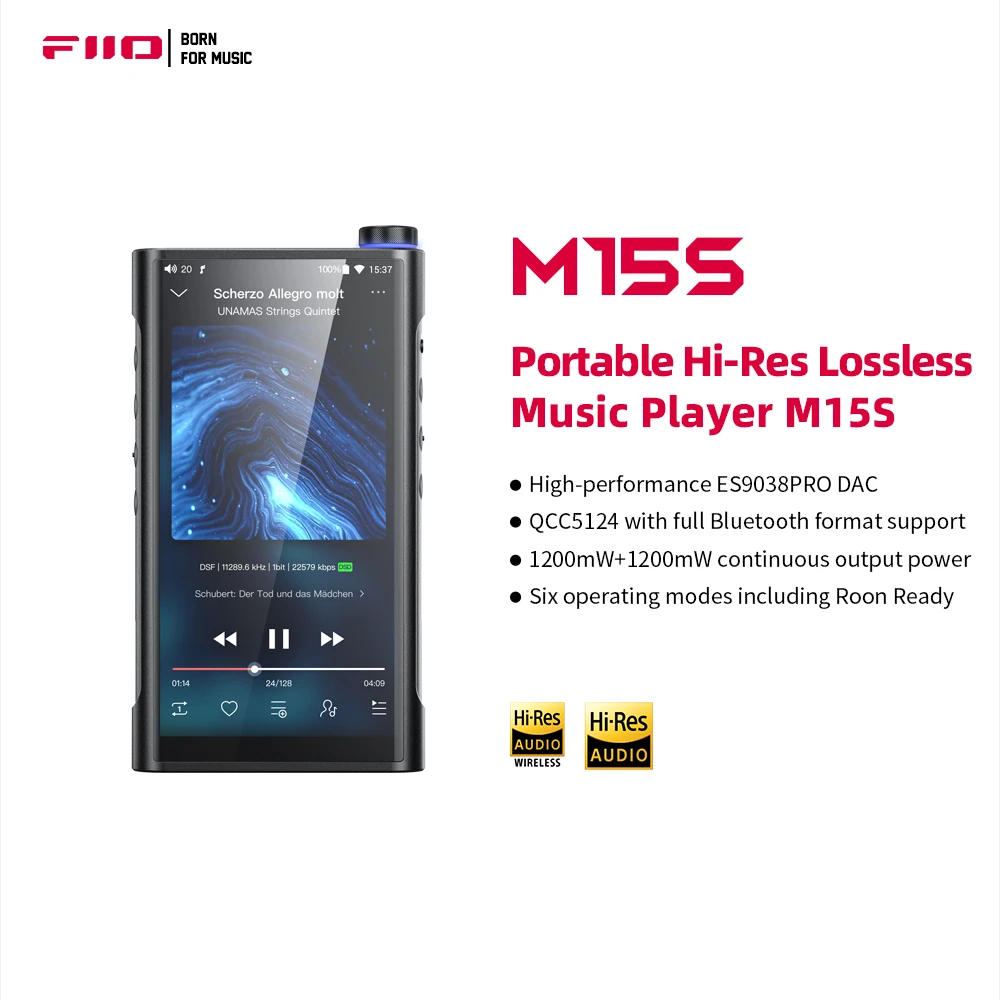 Музыкальный плеер FiiO M15S Snapdragon 660 с ES9038PRO Hi-Res Android 10, 5,5-дюймовый MP3-плеер ...