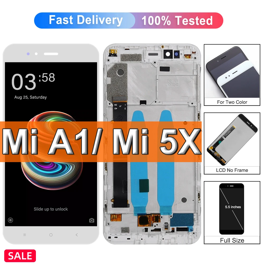 Протестировано хорошо для Xiaomi Mi A1 ЖК-дисплей + преобразователь ...