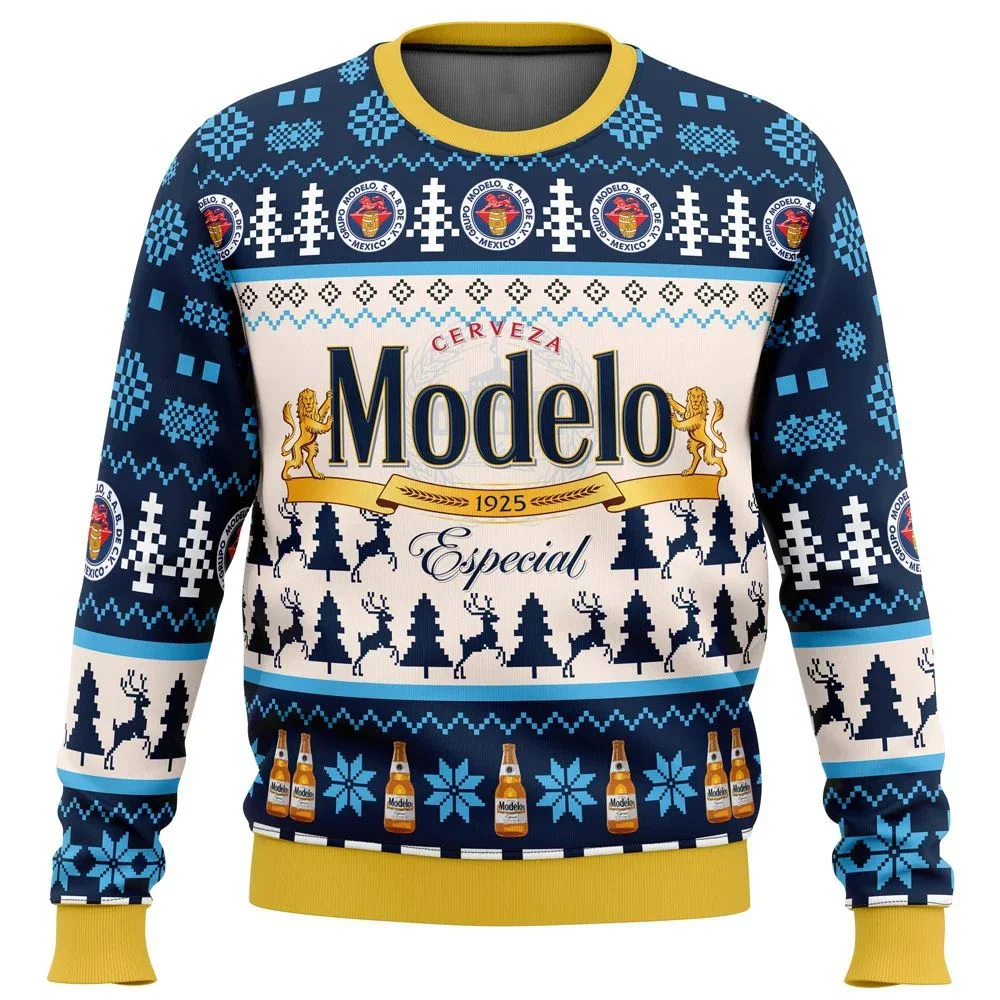 Modelo Especial Beer Ugly Christmas Sweater Gift Santa Claus Pullover ...