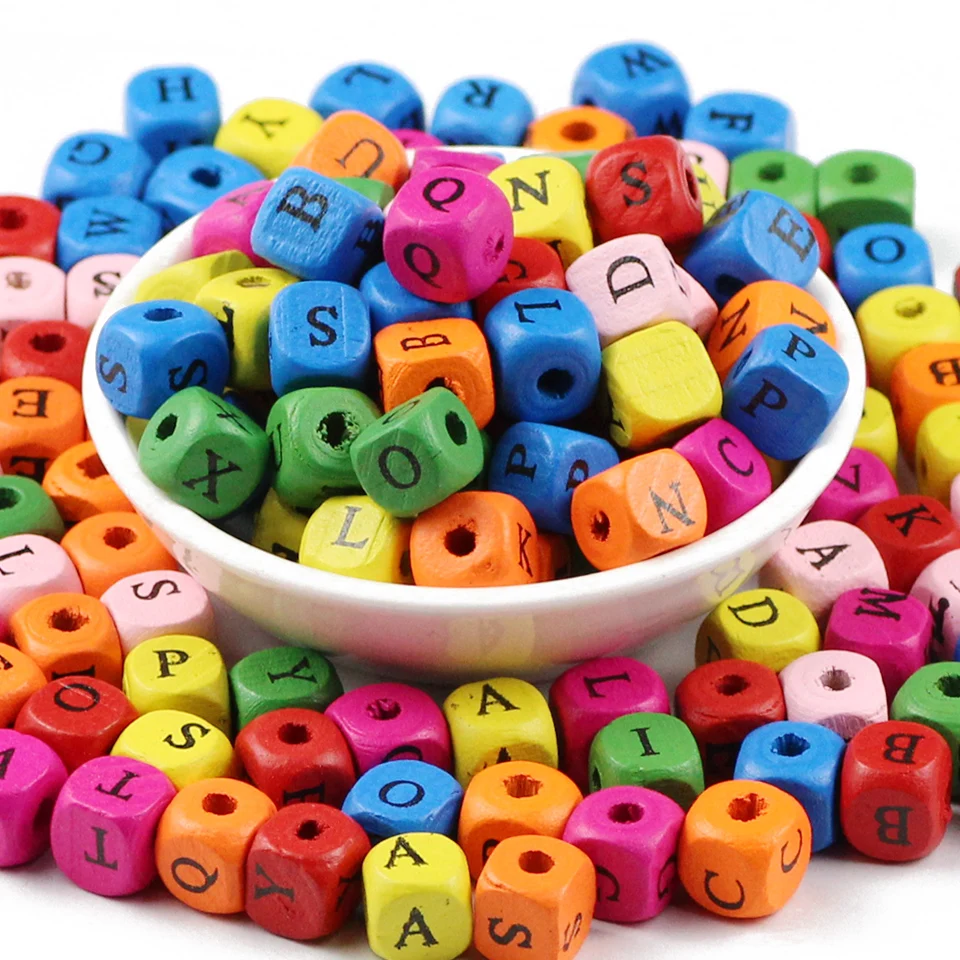 JHNBY деревянные бусины 50 шт. 10 мм квадратной формы смешанные бусины ...