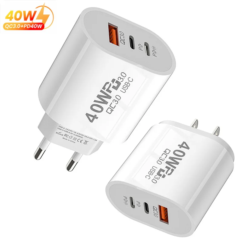 Зарядное устройство USB C 40 Вт, быстрая зарядка, зарядное устройство с ...