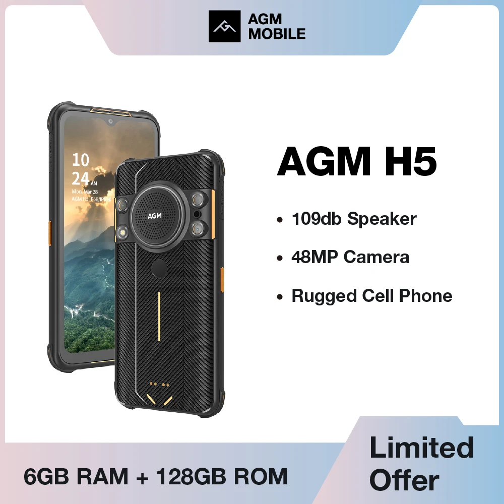 AGM H5 6 + 128G Android 12 большая емкость 7000 мАч IP68/IP69K сотовый телефон 3,5 Вт громкий ...