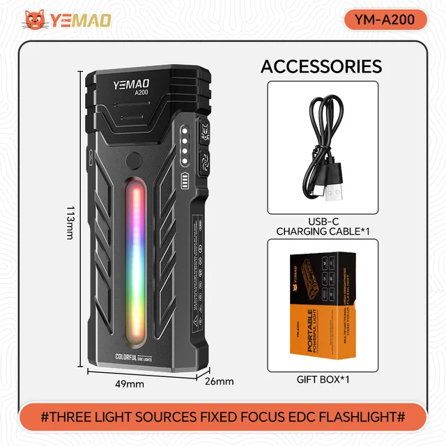 YEMAO A200, 5200 люмен, RGB лампа с металлическим зажимом | AliExpress