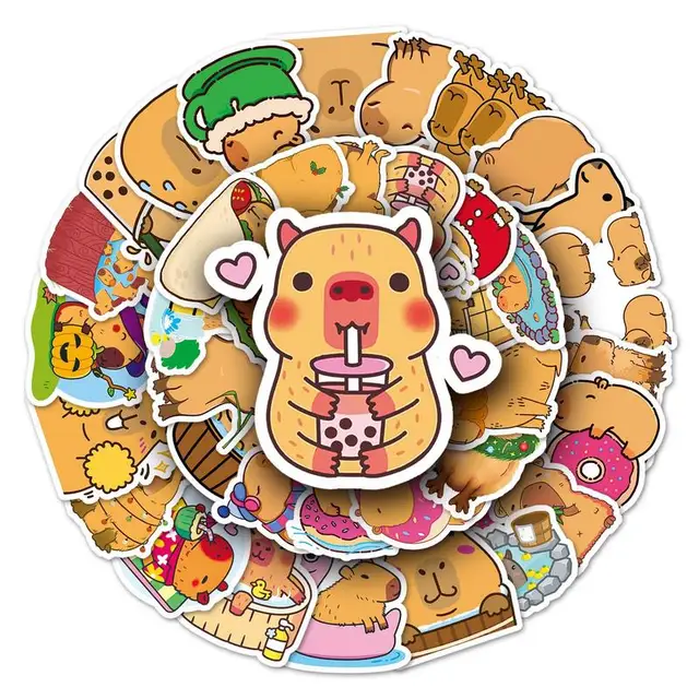50pcs Cute Capybara Sticker Set Animals Stickers PVC Graffiti Sticker ...