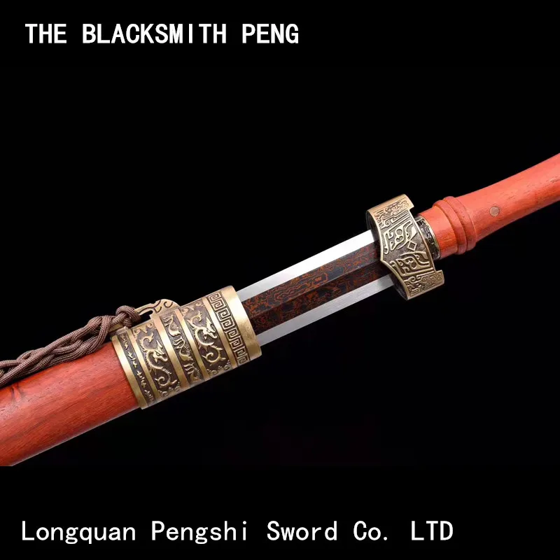 Rosewood Damascus Wolong Qin jian/Ancient Chinese Swords/Eight-sided ...