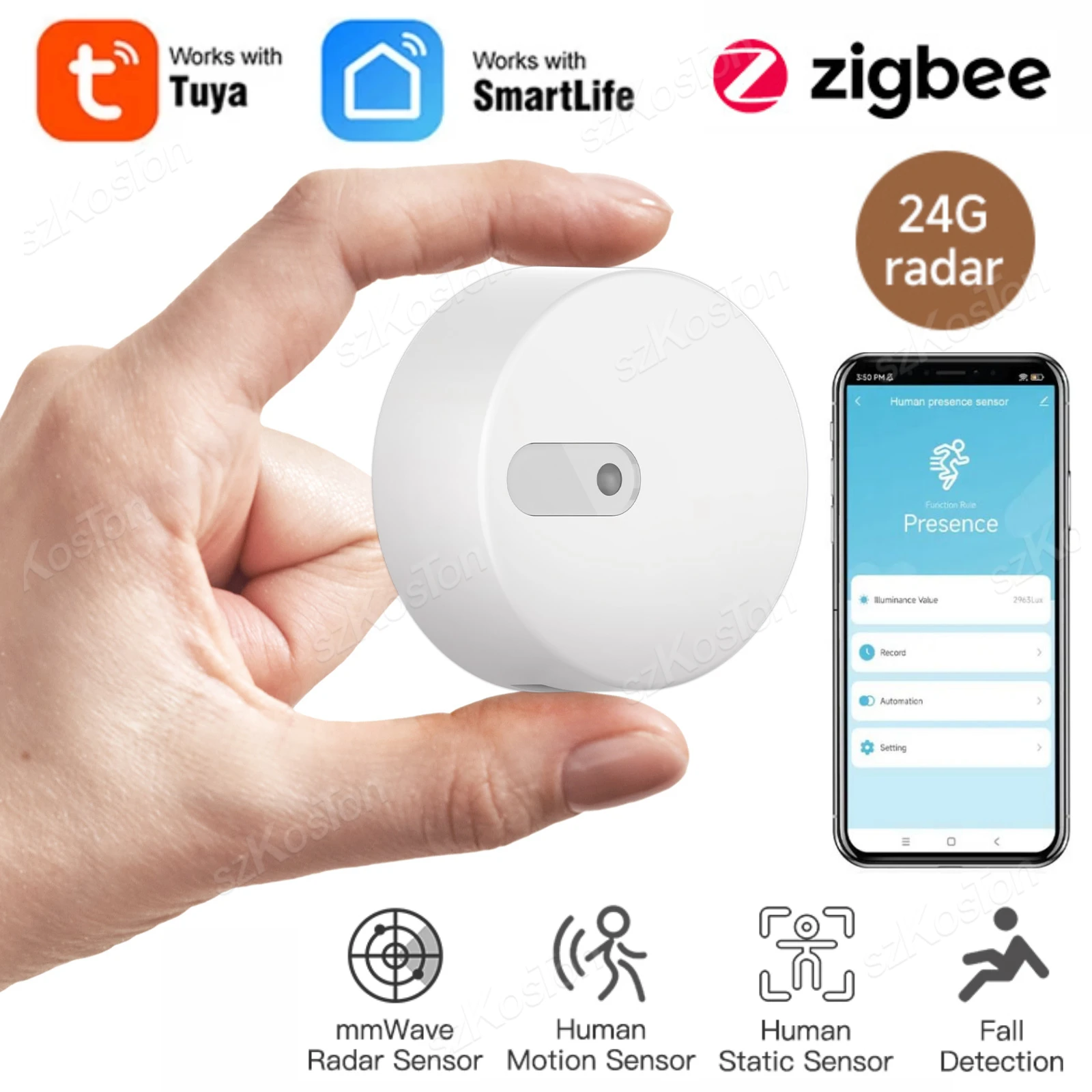 Датчик движения Tuya ZigBee с присутствием человека, радар-детектор ...