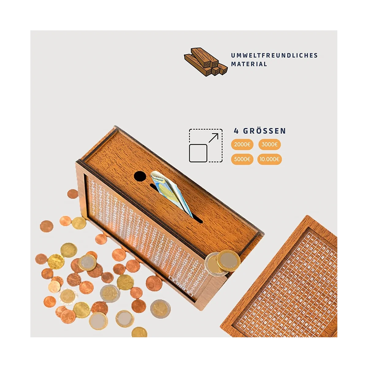 Money Box (4 Sizes) - Reusable Money Box with Money Goal and Numbers to ...