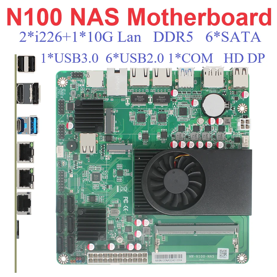 Материнская плата SZBOX N100 NAS 10G LAN порт 2 * i226 DDR5 4800 МГц ...