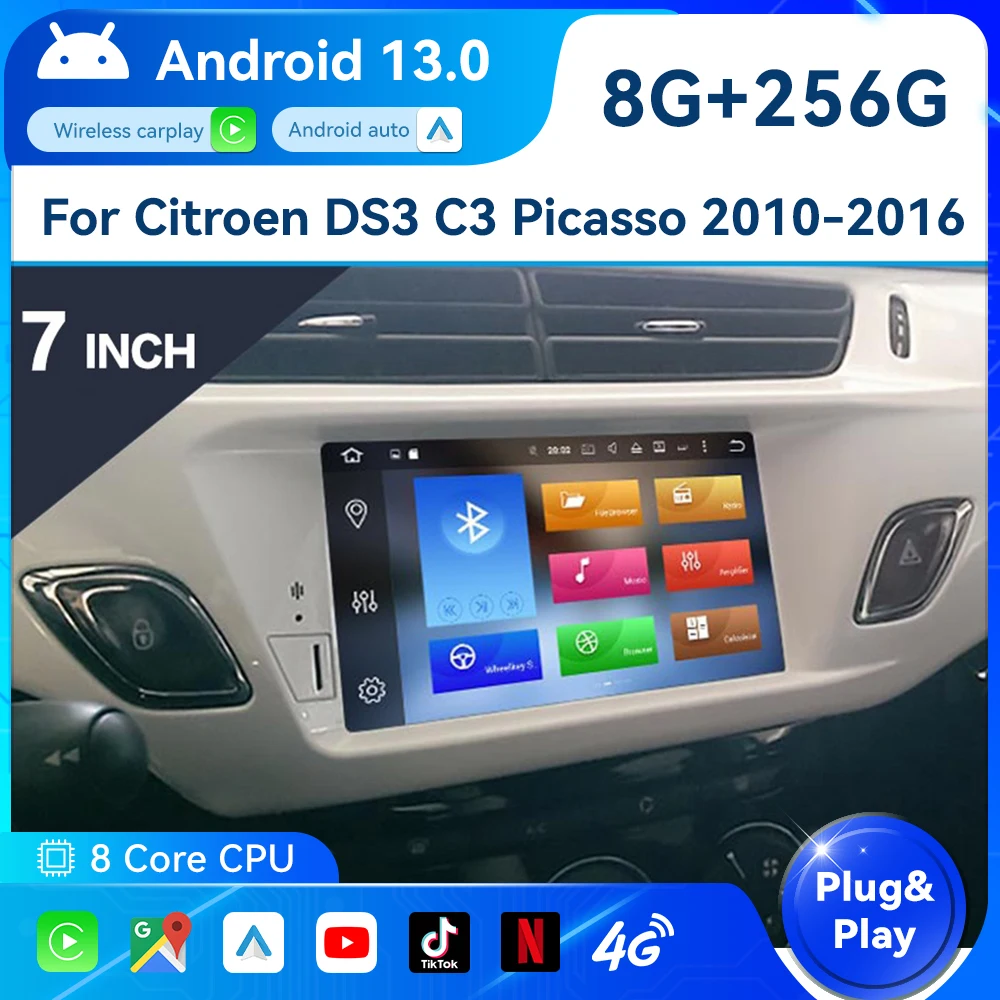 Автомобильный радиоприемник для Citroen DS3 C3 Picasso Android 2 Din Bluetooth мультимедийный ...