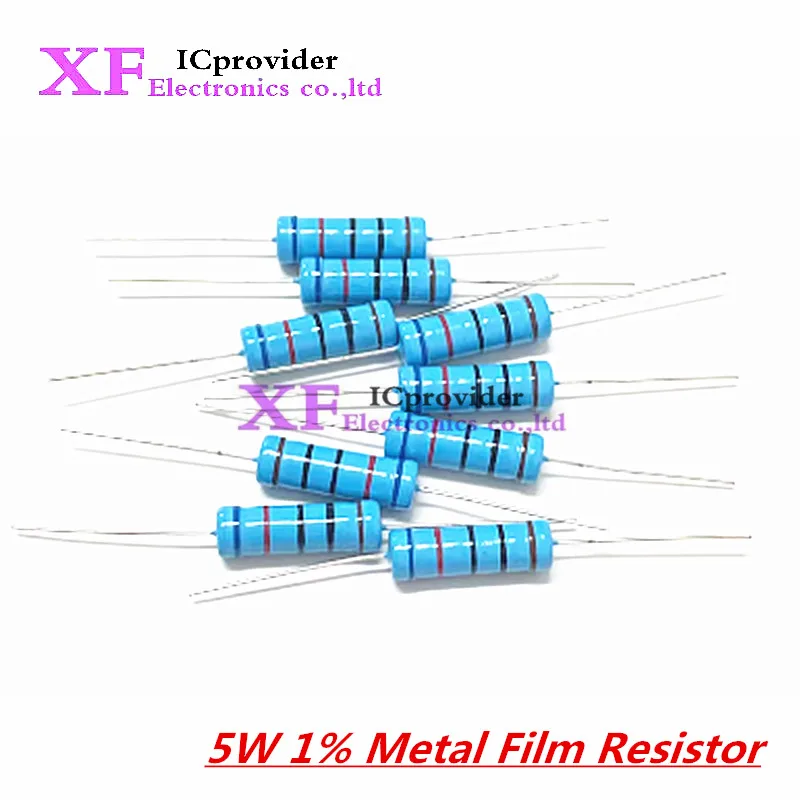 10 шт. 5 Вт 1% металлопленочный резистор 0,1R~10M 0,47R 100R 220R 330R 1R 2R 1K 1,5K 2,2K 3,3K 3 ...