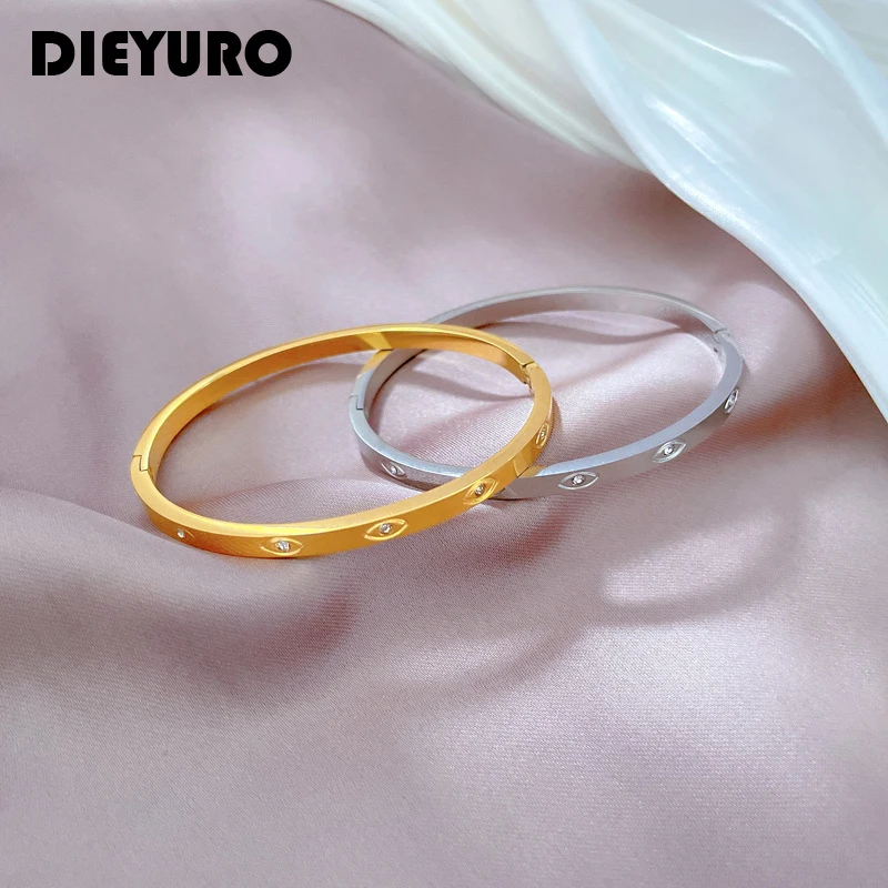 DIEYURO браслет из нержавеющей стали золотистого и серебристого цветов | AliExpress