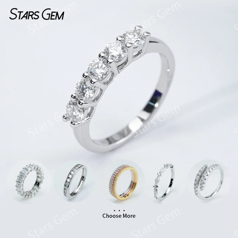 Кольцо Starsgem из серебра S925 с муассанитом | AliExpress