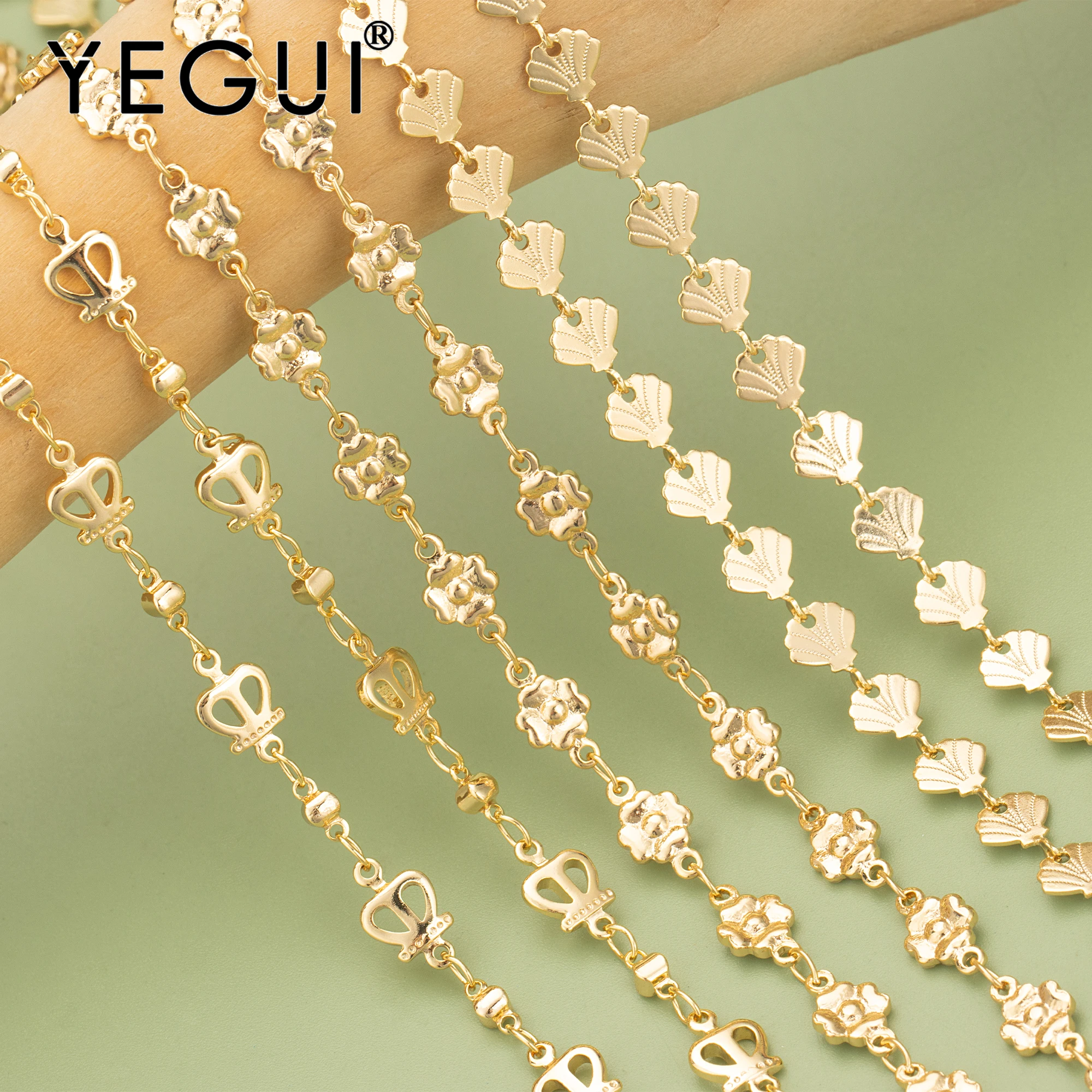 Цепочка YEGUI C336, позолоченная 18 каратным золотом | AliExpress