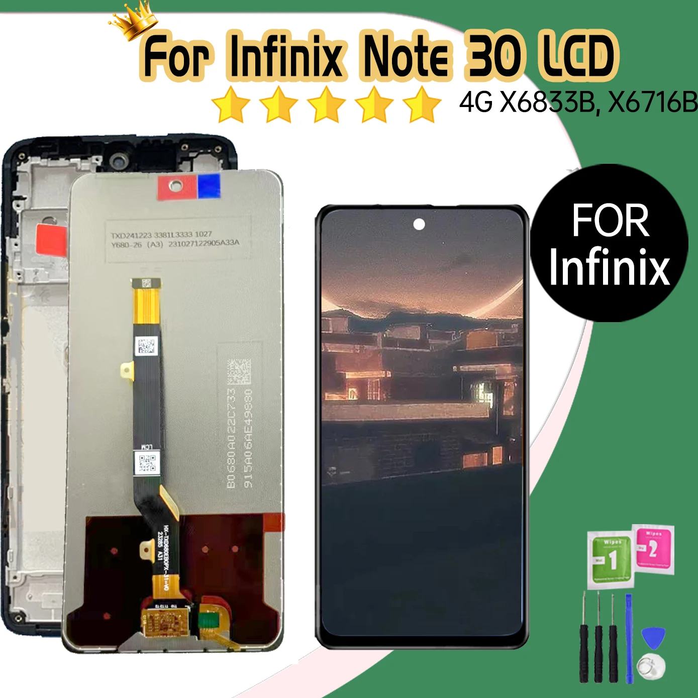 6,78 "для Infinix Note 30 4G ЖК-дисплей X6833 X6716B ЖК-экран сенсорный ...
