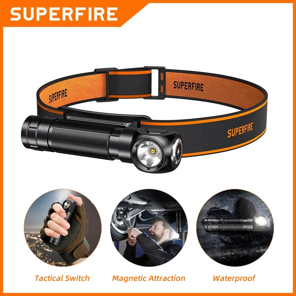 SUPERFIRE TH04 Супер яркий налобный фонарик 18650, налобный фонарь USB ...