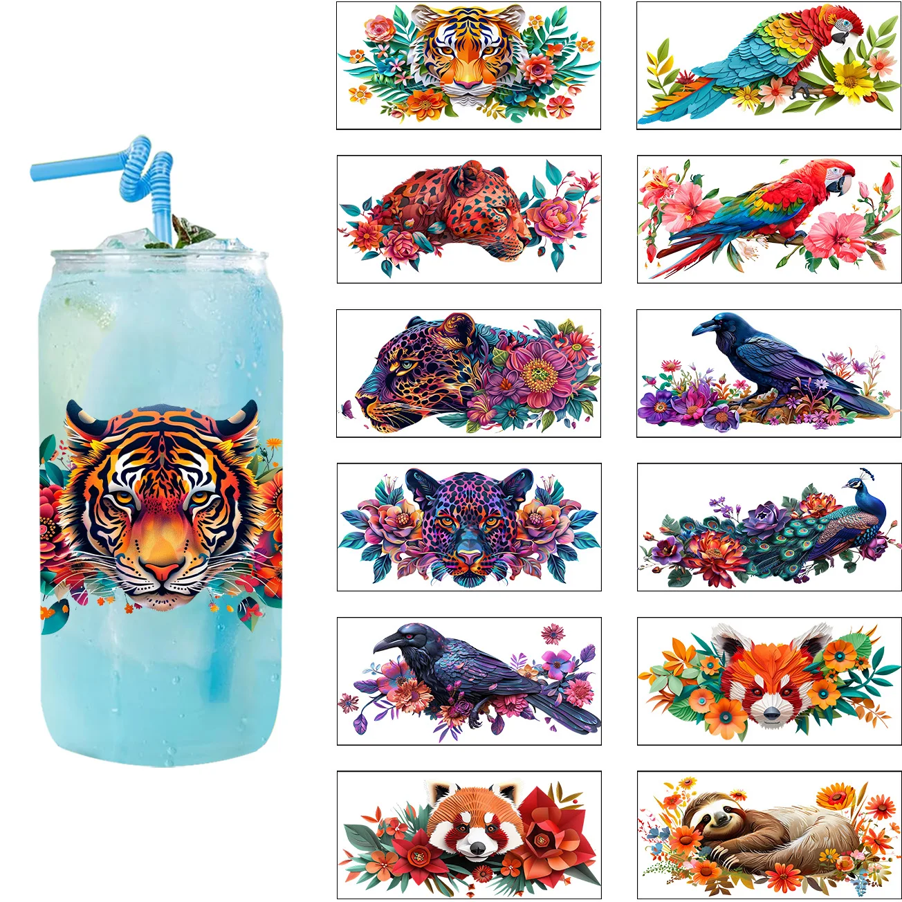 3D animals Series easy peel waterproof DIY Decals Retro Beauty 3D ...