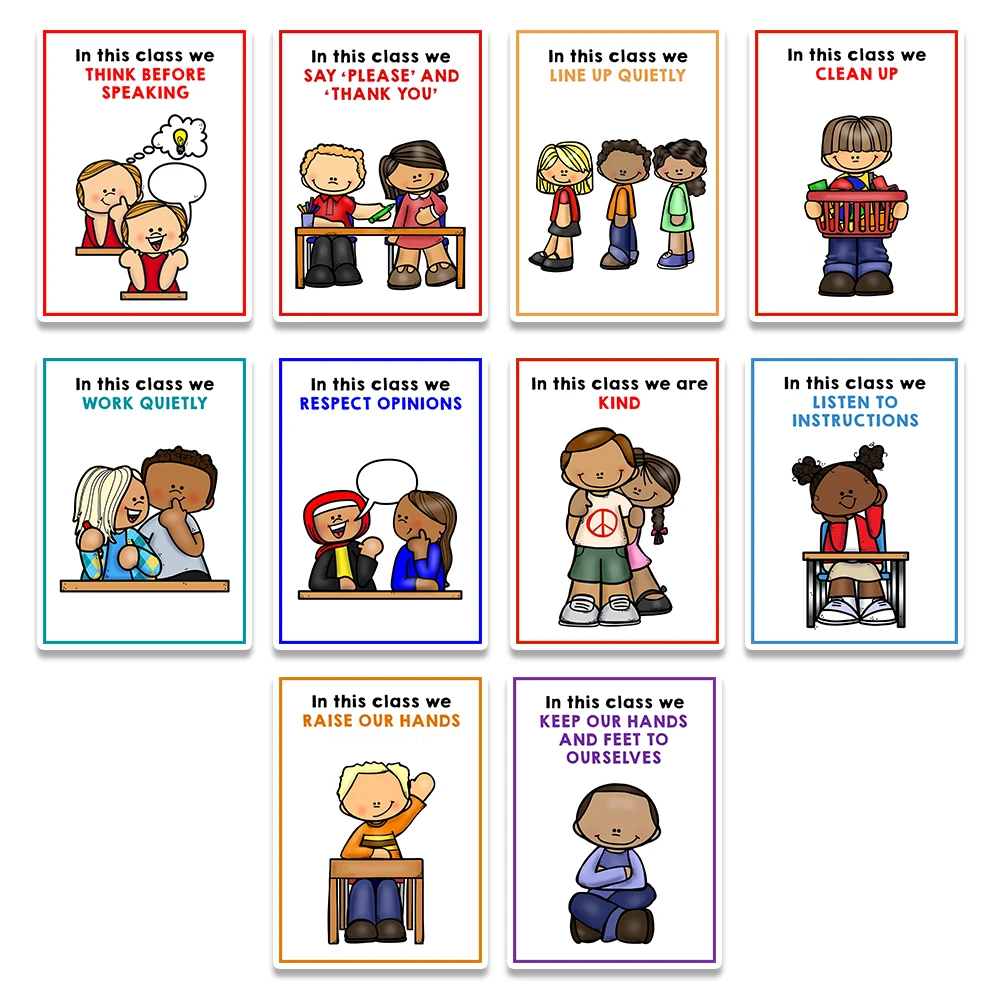A4 Size Classroom Rules Educational Posters for Preschool Home Middle ...