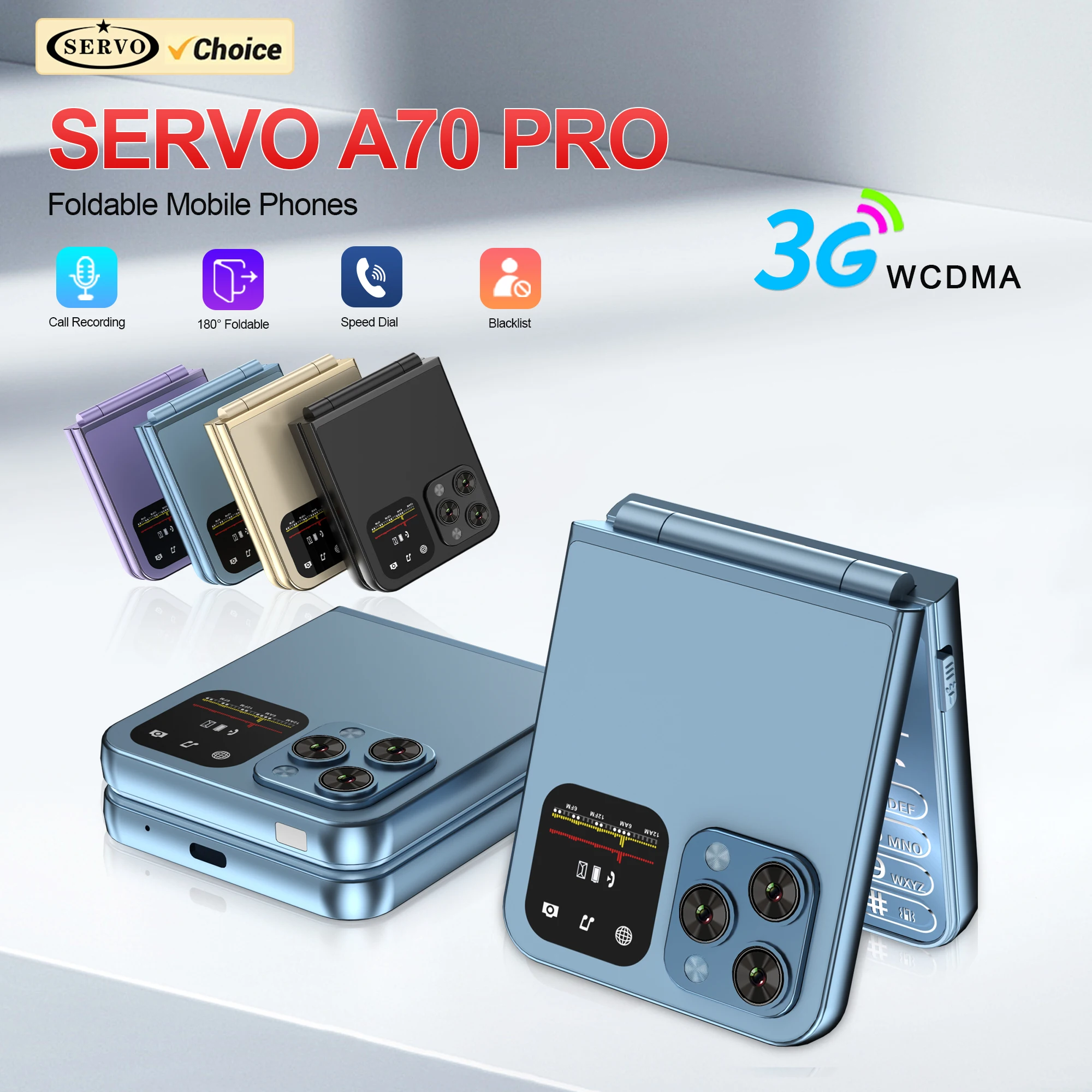 SERVO A70 Pro Сеть 3G Складной телефон Скорость набора Запись вызовов ...