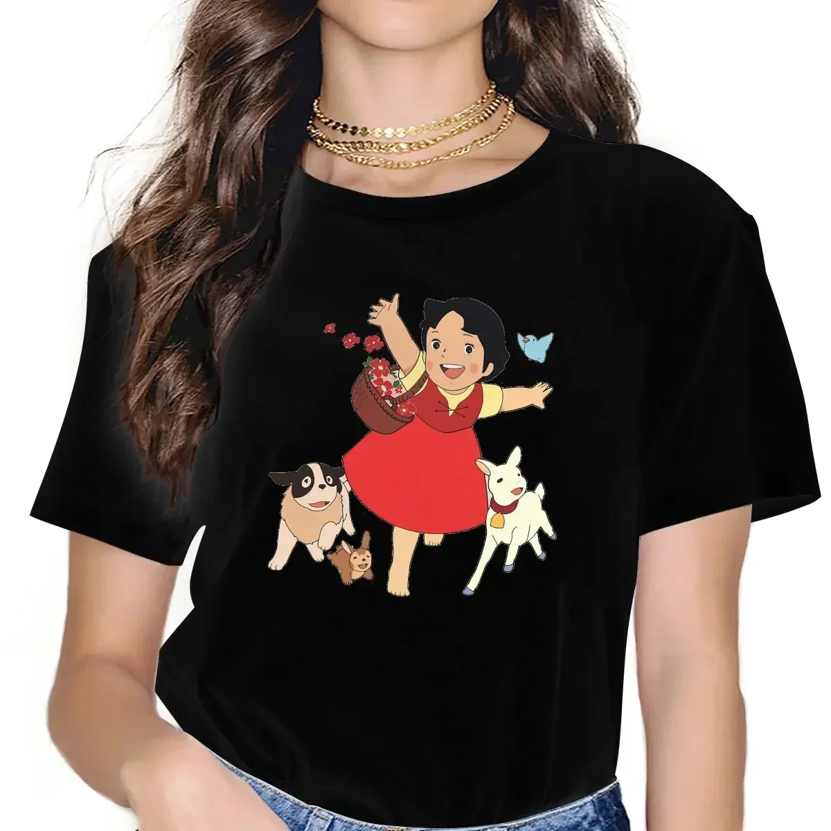 Повседневные милые женские футболки с круглым вырезом, футболки Heidi ...