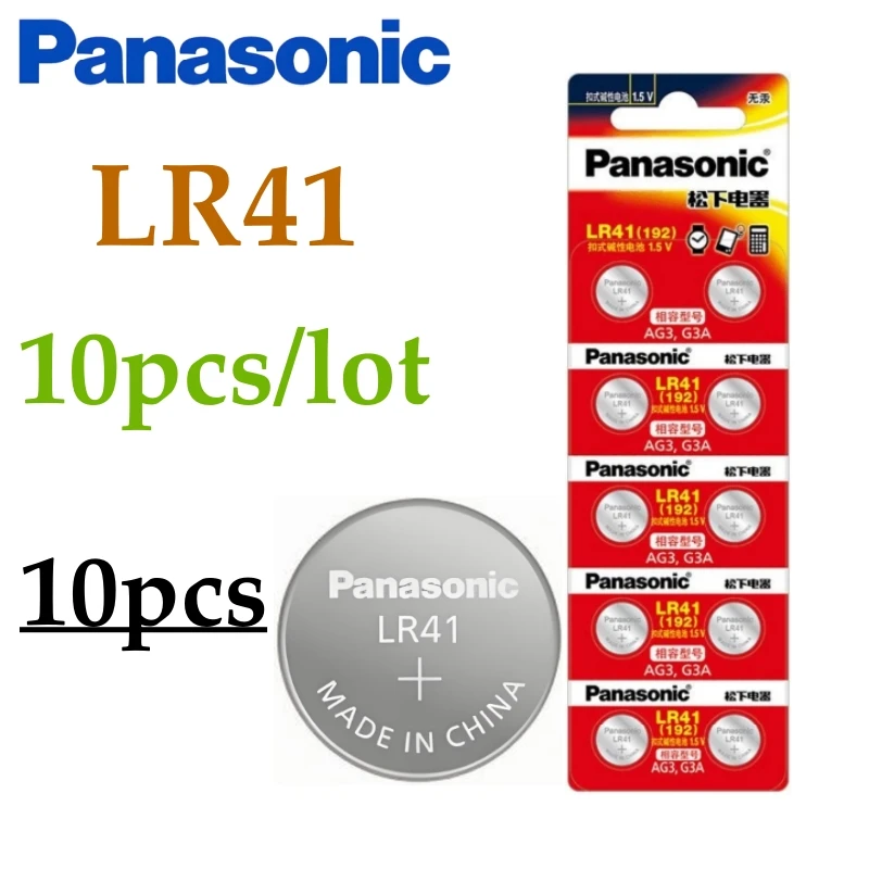 10 шт., оригинальные щелочные батарейки Panasonic AG3 LR41 SR41 192 384 SR41SW 392 | AliExpress