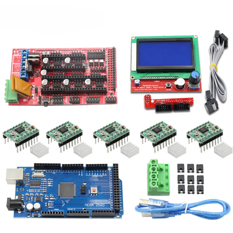 3d Printer Here Kit Mega 2560 R3 1pcs Ramps 1.4 Controller 5pcs A4988 ...