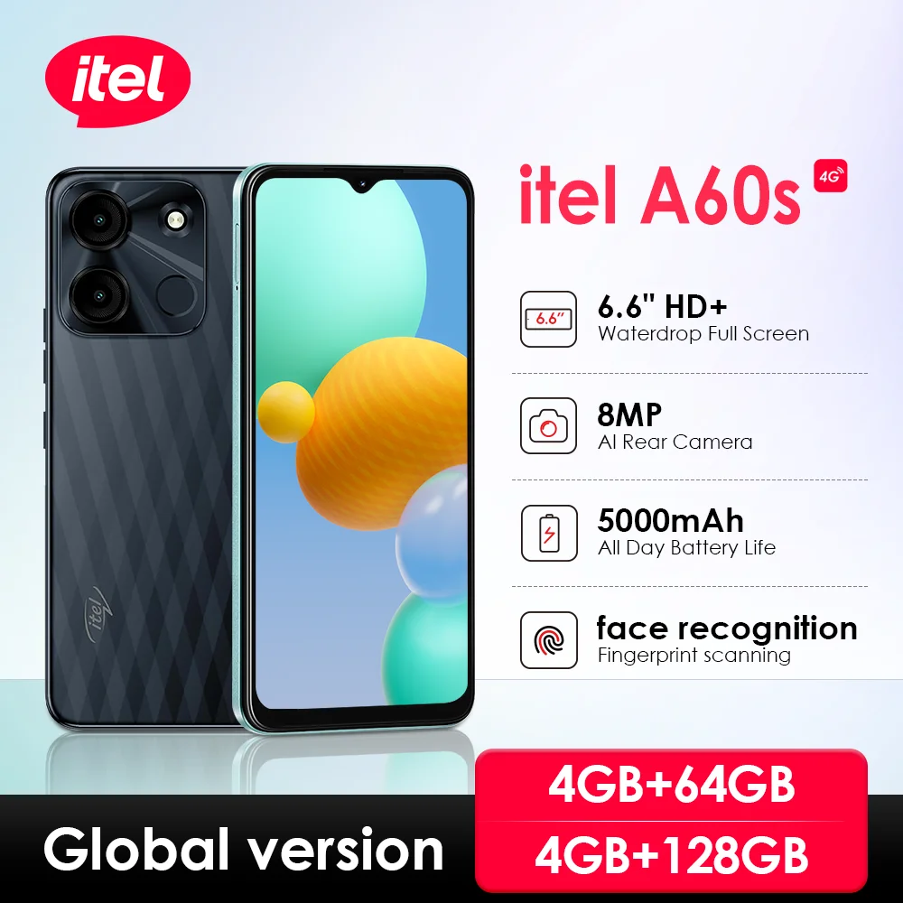 Смартфон itel A60s, 4G, 6,6 дюйма, Full Screen | AliExpress