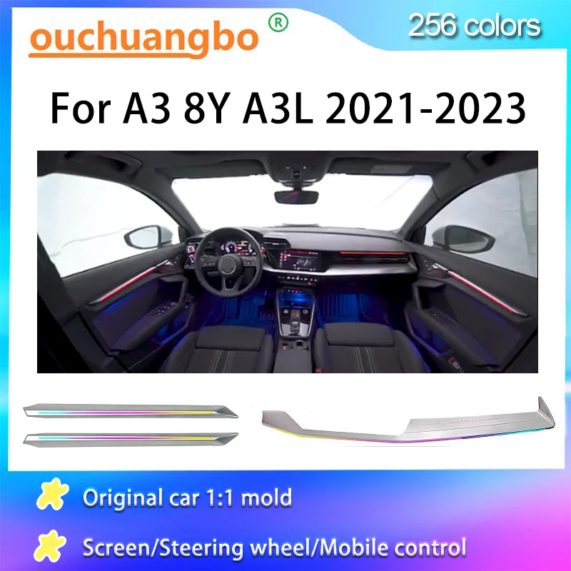 Светодиодный окружающий свет Ouchuangbo для A3 8Y RS3 A3L 2021-2024, внутреннее освещение, 256 ...