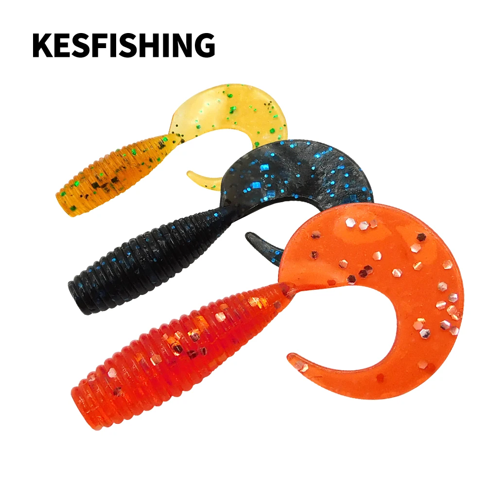KESFISHING Fishing Lures Bait Curly Swimmer 4 inch Artificial Silcone ...