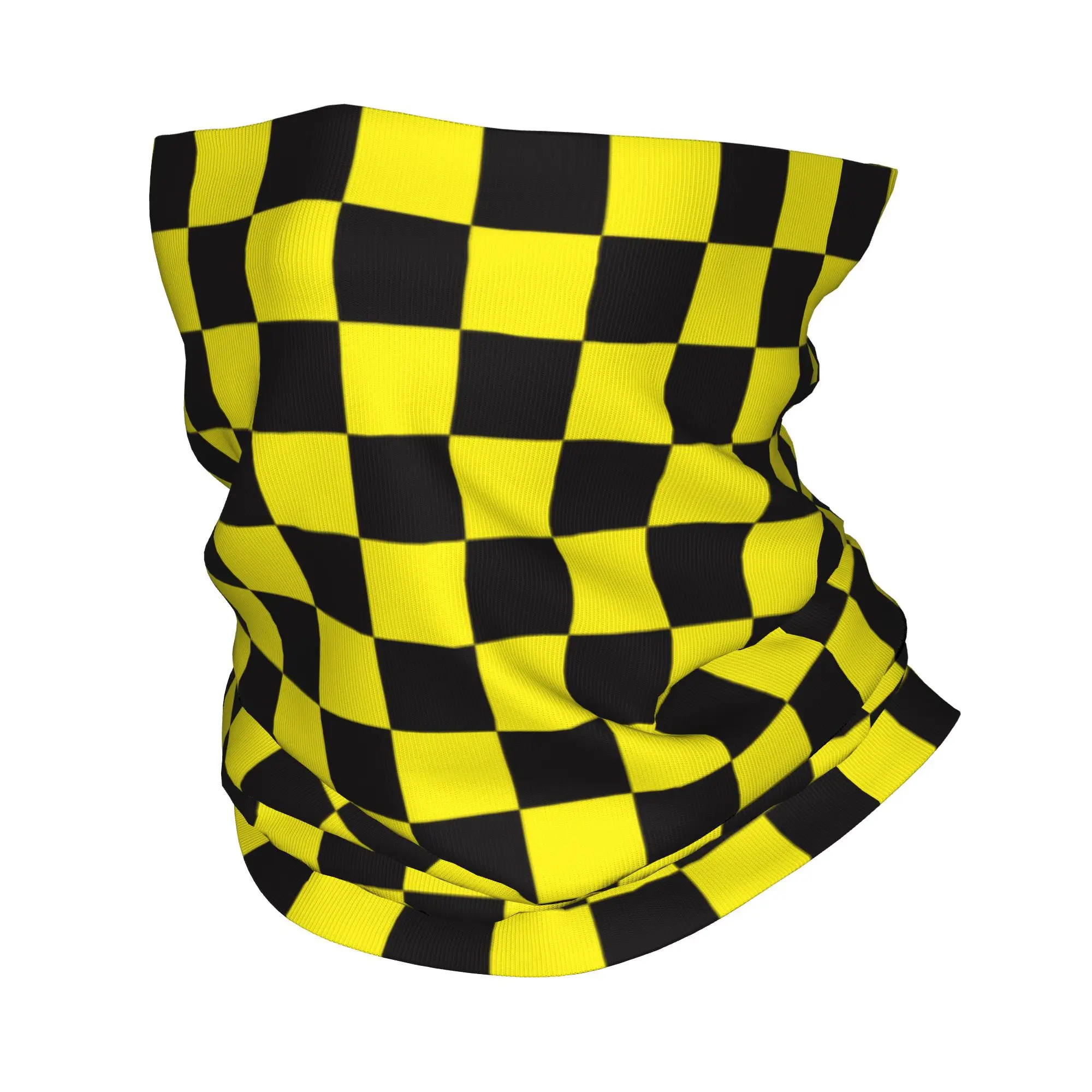 Yellow and Black Checkered Pattern Bandana Neck Cover Printed ...