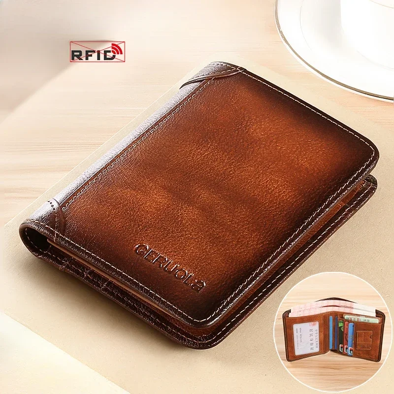 Мужской кошелек из натуральной кожи с Rfid-блокировкой | AliExpress