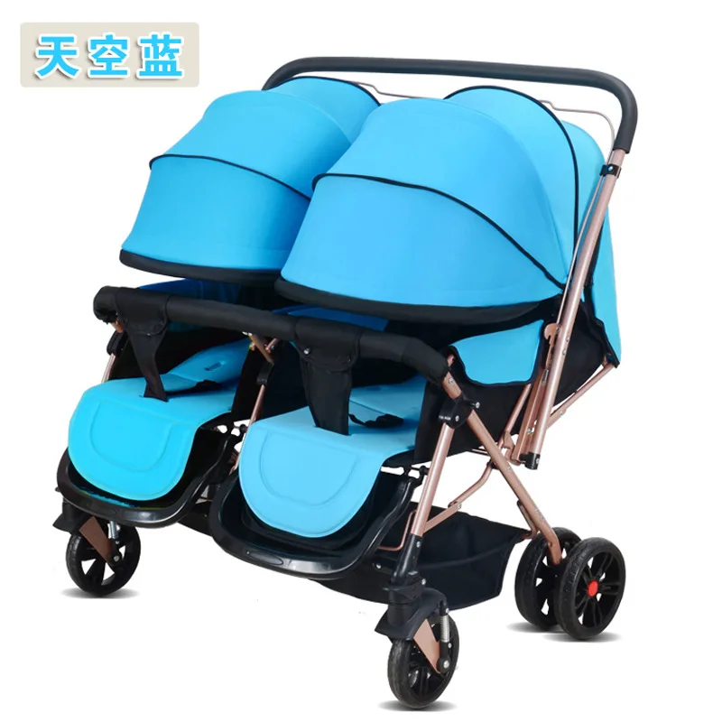 Convertible Push Handle Twins Double Baby Stroller Can Sit Lie ...