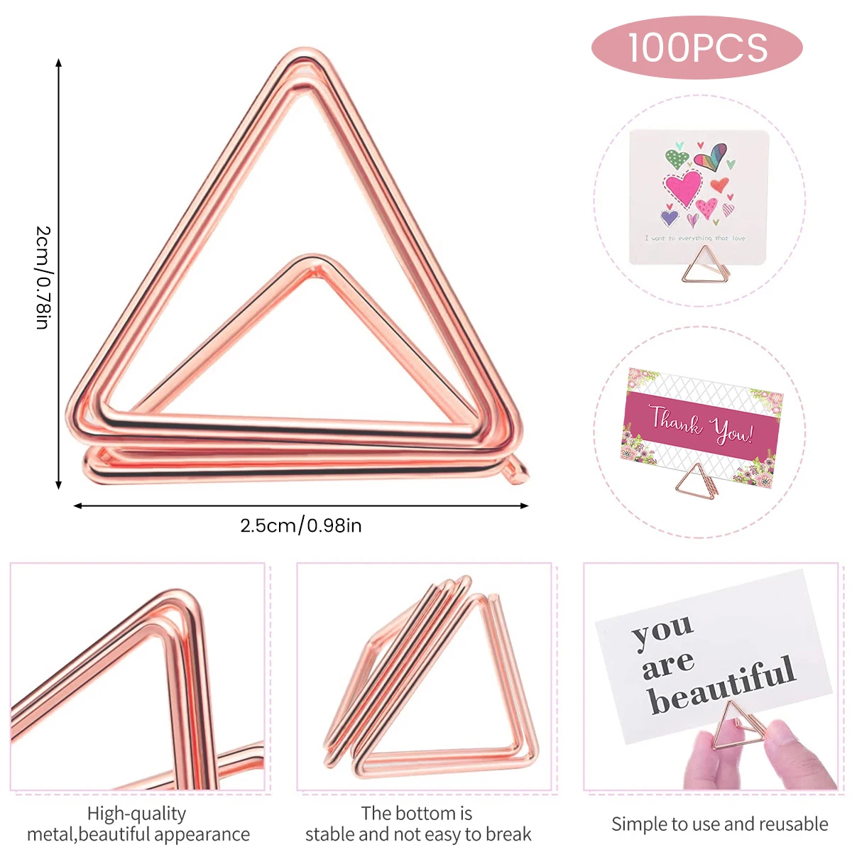 100Pcs Metal Table Card Stand Triangle Shape Card Holder Number Holder ...