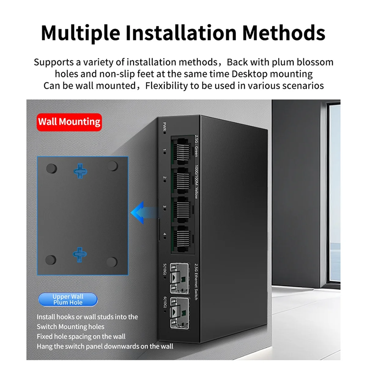 Коммутатор 2,5 Гб, 4-портовый неуправляемый сетевой коммутатор 2,5 G с ...