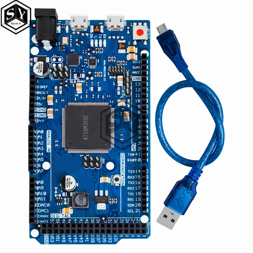 Официальная совместимая плата DUE R3 SAM3X8E 32-битная ARM Cortex-M3 ...